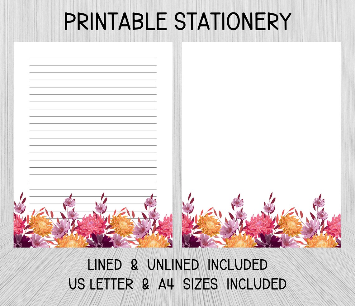 Printable Floral Stationery, Printable Writing Paper, Stationery Paper ...