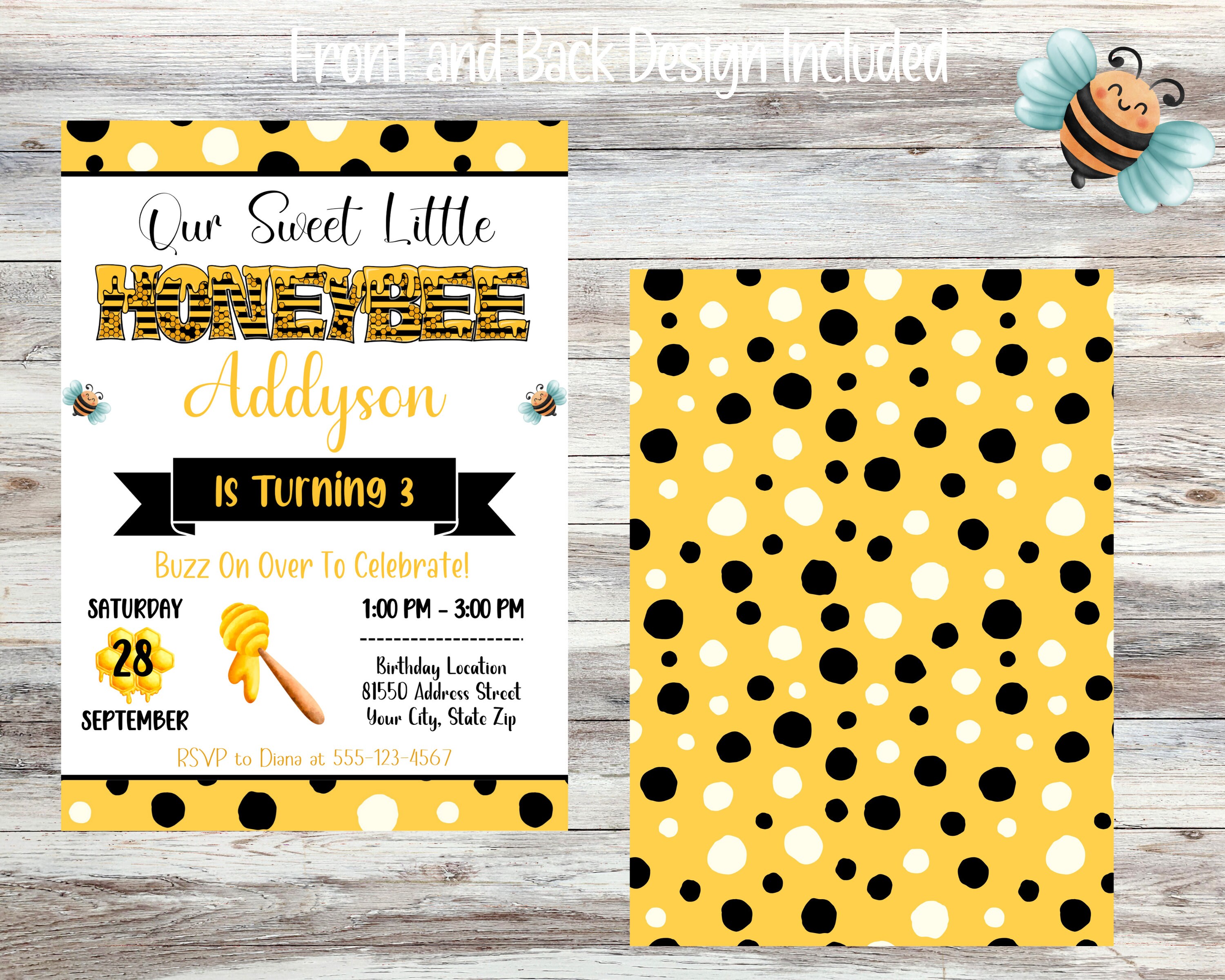 Editable Honey Bee Invitation Honey Bee Birthday Invitation - Etsy