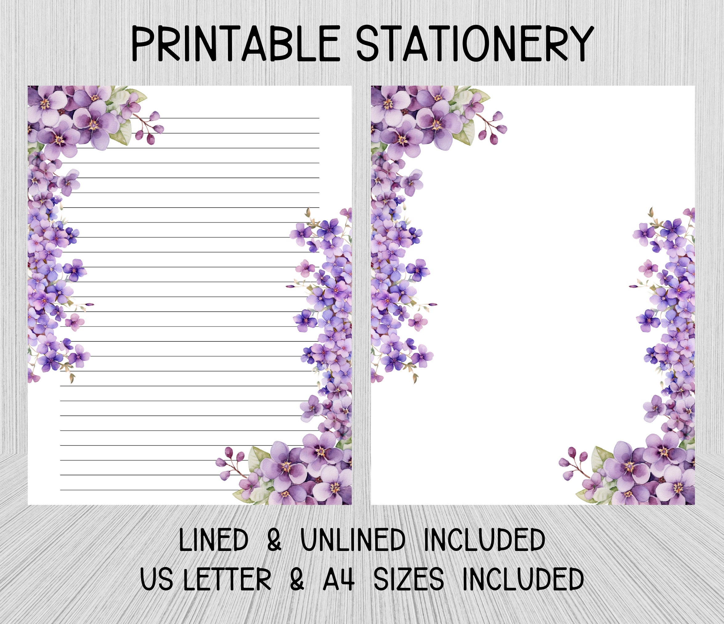 Printable Floral Stationery, Printable Writing Paper, Stationery Paper ...