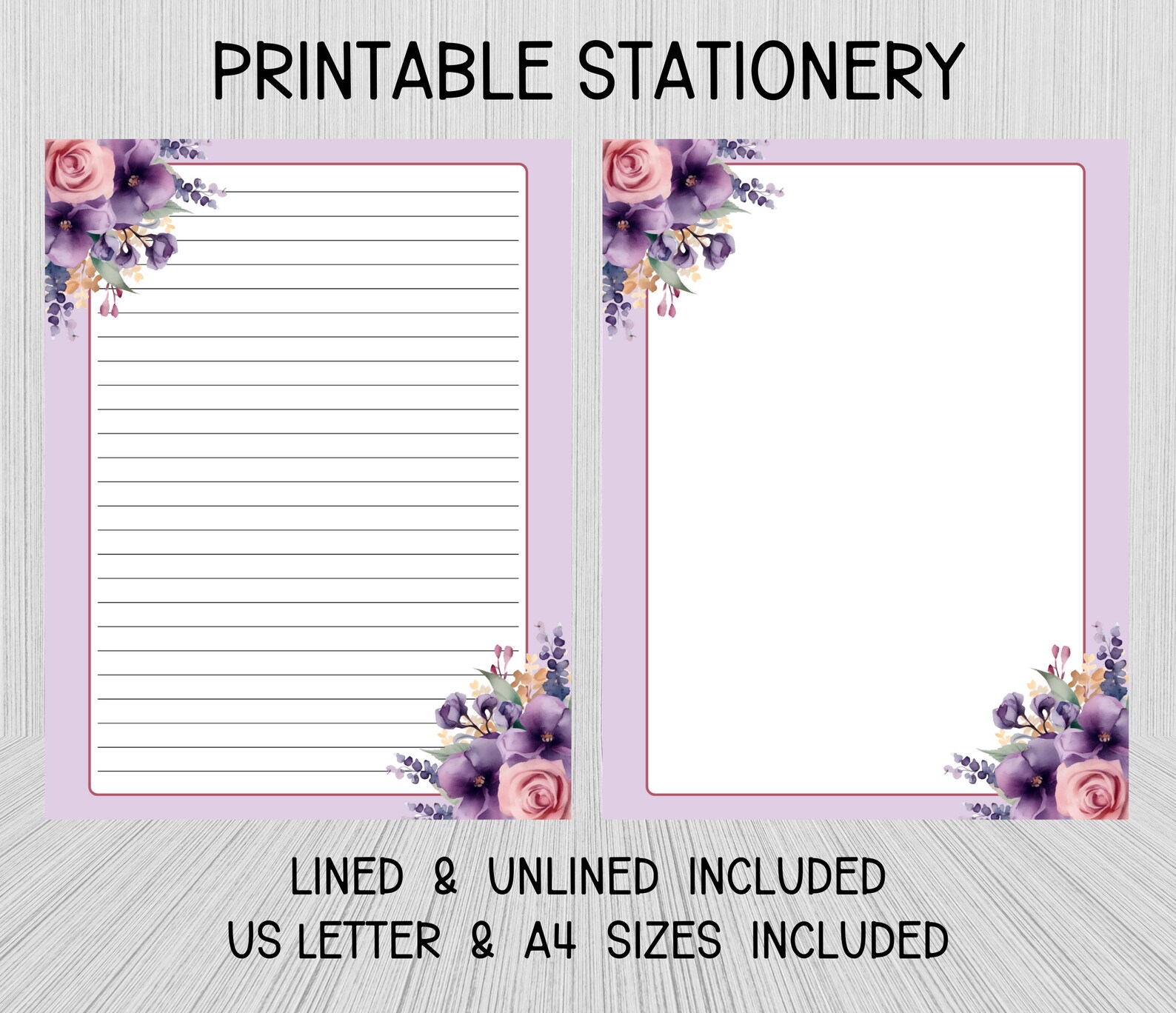 Printable Floral Stationery, Printable Writing Paper, Stationery Paper ...