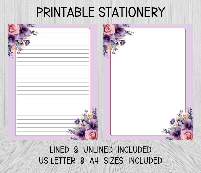 Printable Floral Stationery, Printable Writing Paper, Stationery Paper ...