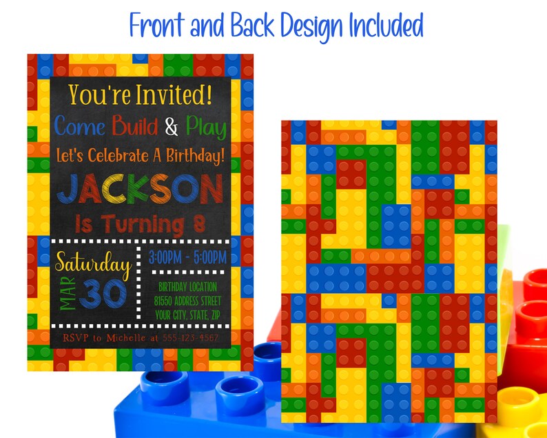 Editable Building Block Invitation, Building Block Birthday Invitation ...