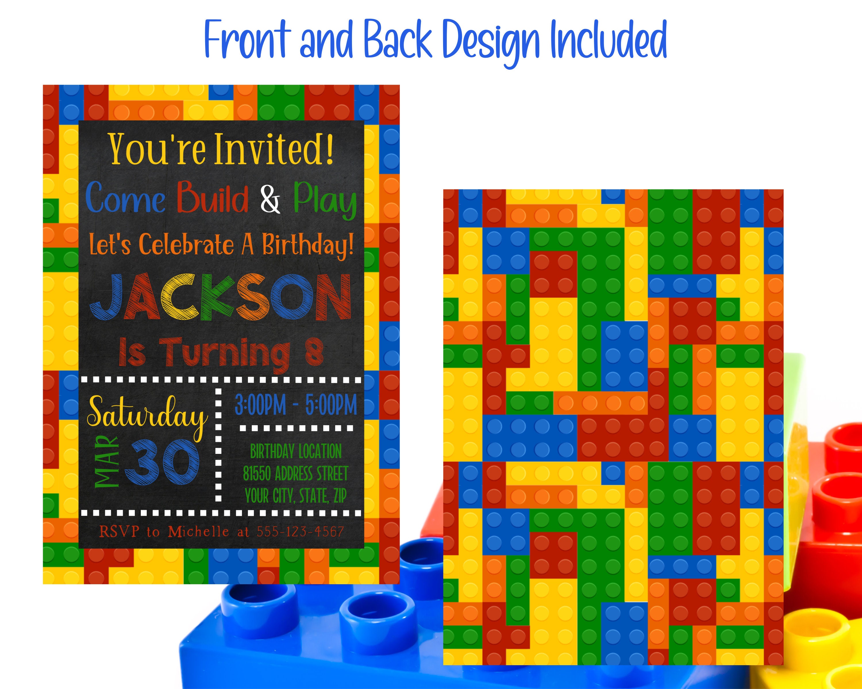 Editable Building Block Invitation, Building Block Birthday Invitation ...