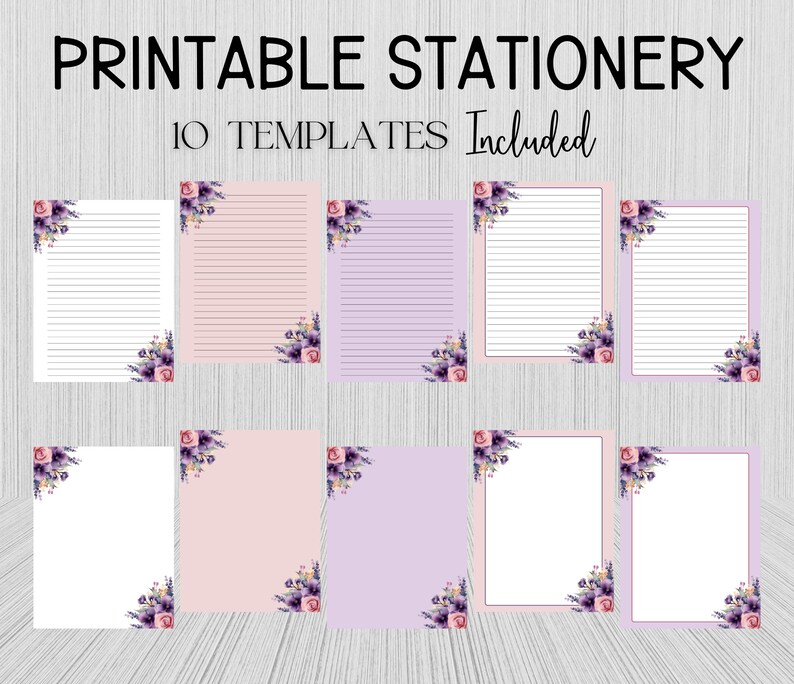 Printable Floral Stationery, Printable Writing Paper, Stationery Paper ...