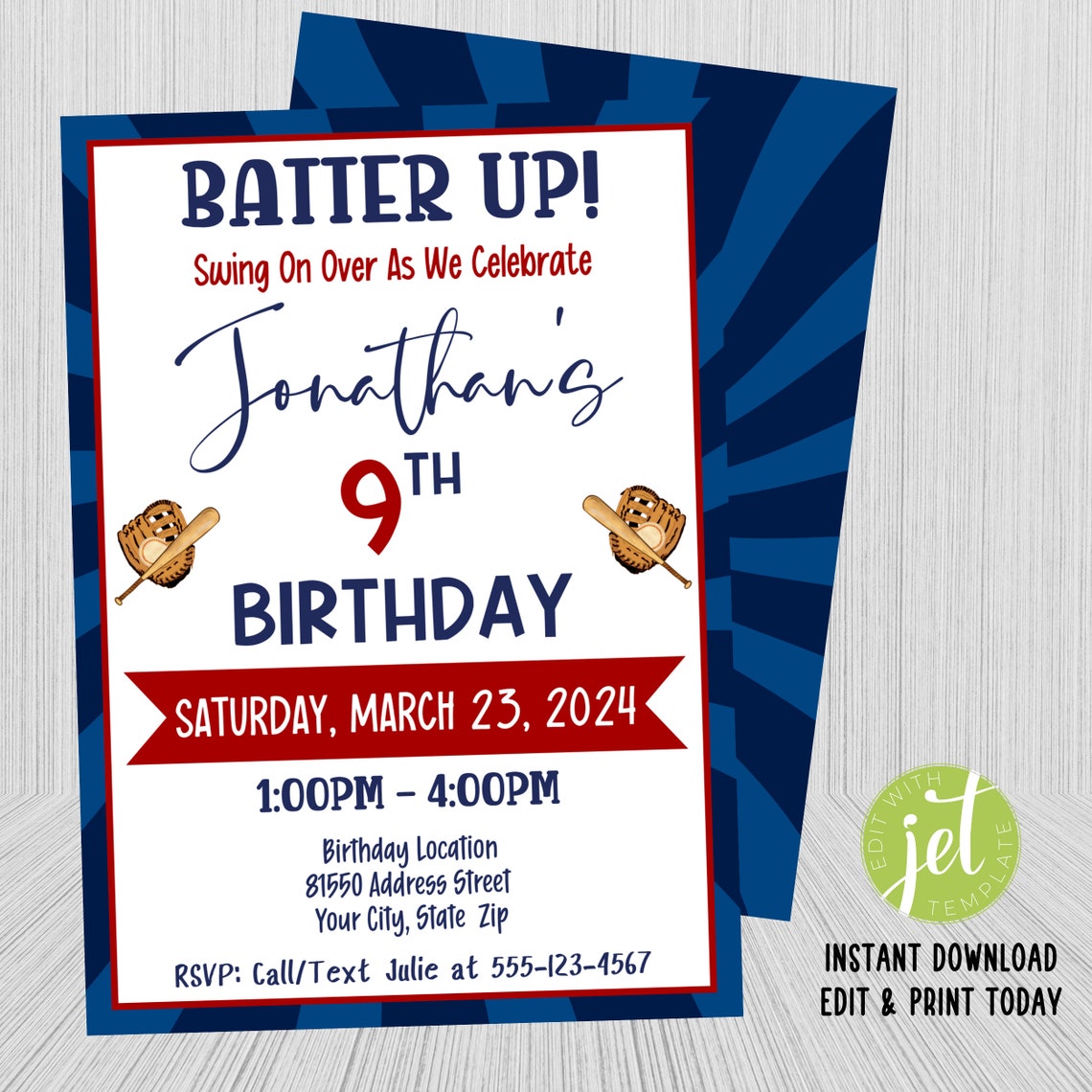 Editable Baseball Invitation, Baseball Birthday Invitation, Baseball ...