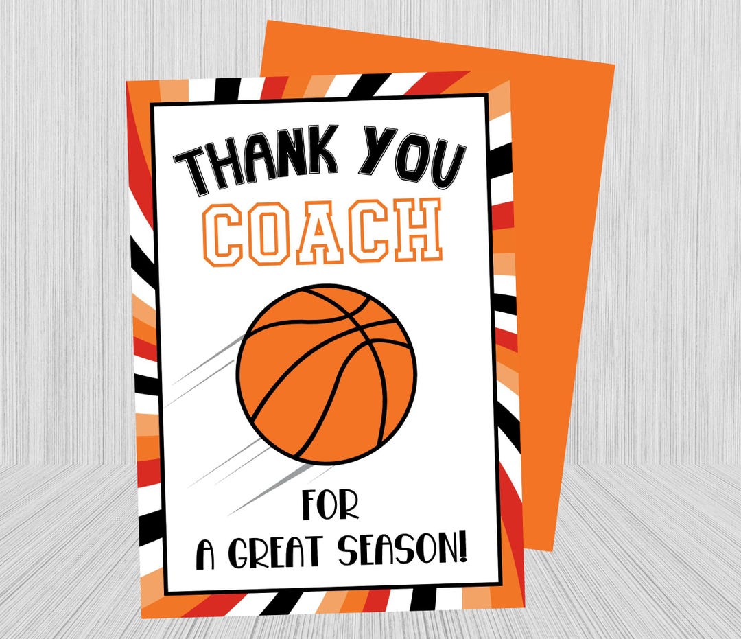 Printable Basketball Coach Thank You Card, Thank You for Basketball ...