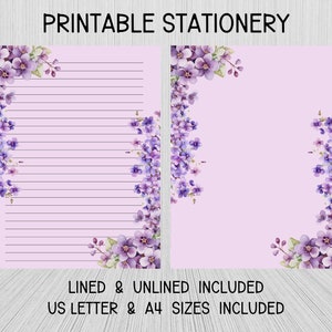 Printable Floral Stationery, Printable Writing Paper, Stationery Paper ...
