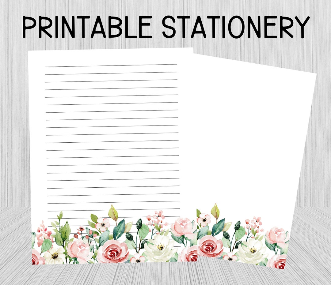 Printable Floral Stationery, Printable Writing Paper, Stationery Paper ...