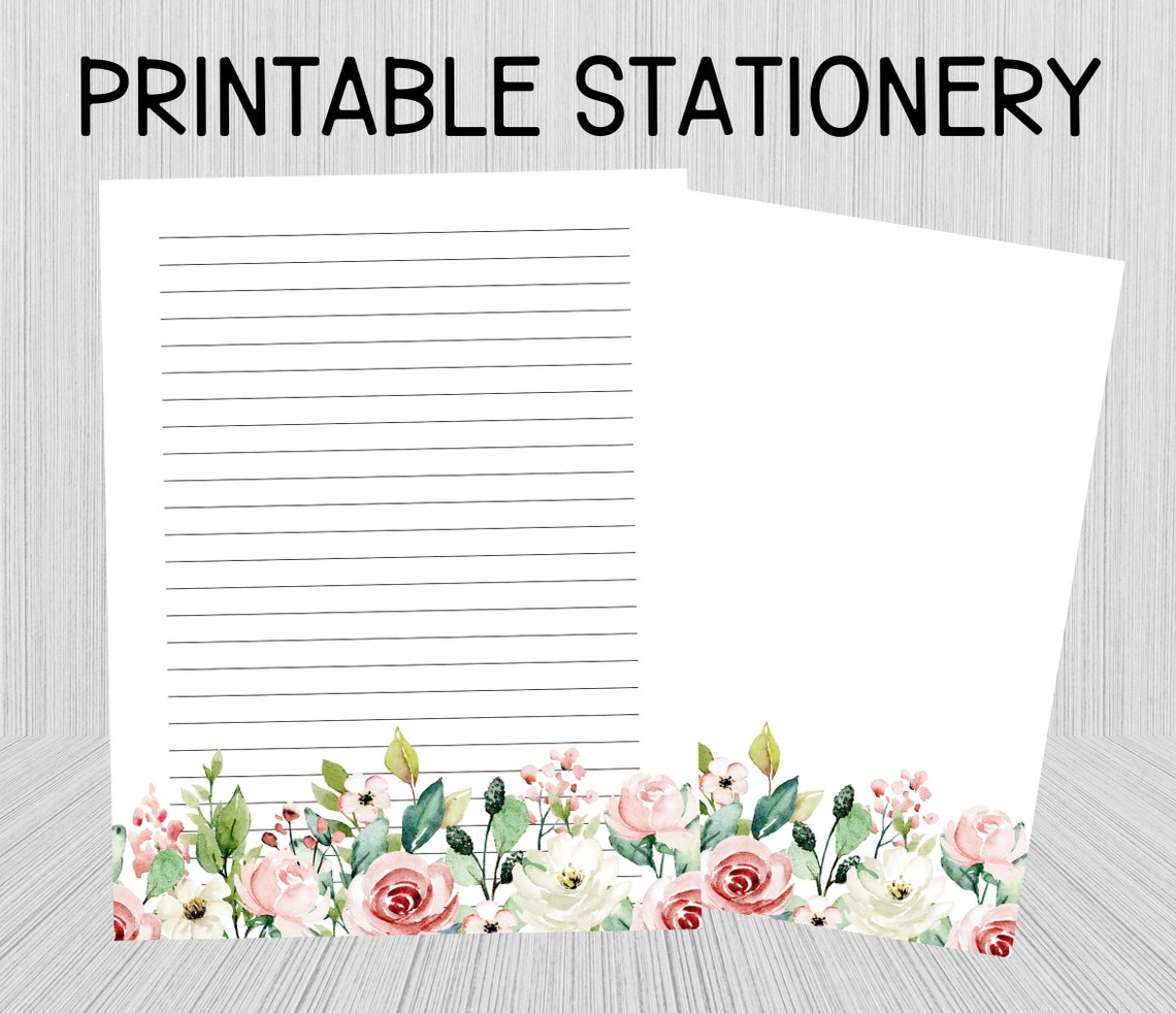 Printable Floral Stationery, Printable Writing Paper, Stationery Paper ...