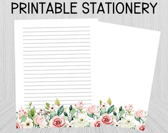 Printable Floral Stationery, Printable Writing Paper, Stationery Paper ...
