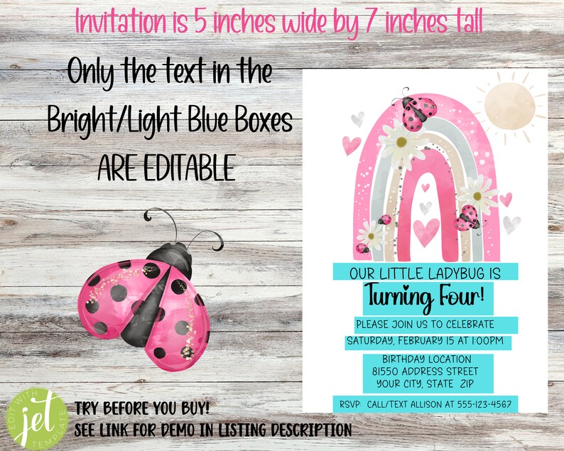 Editable Ladybug Invitation, Ladybug Birthday Invitation, Our Little ...