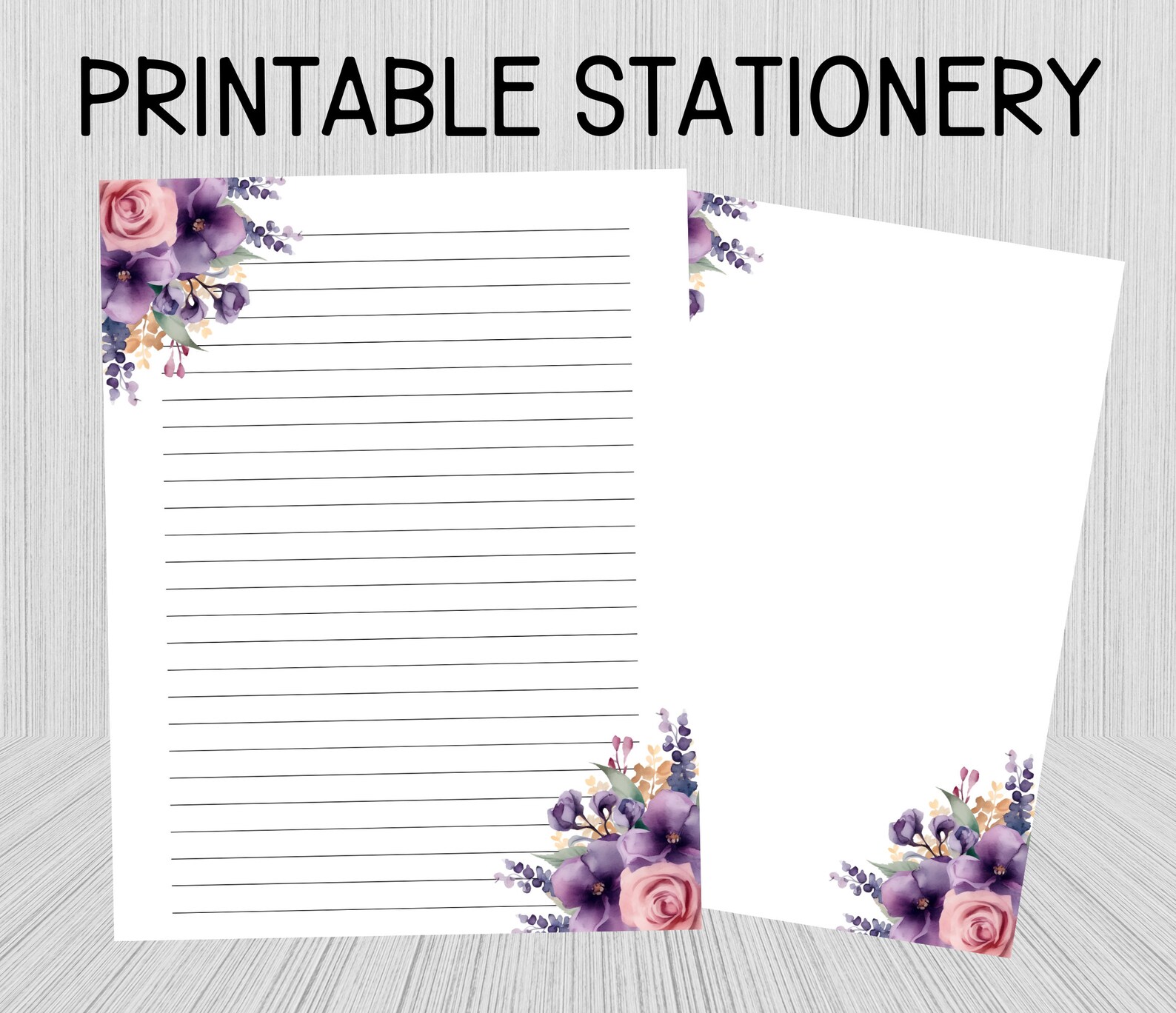 Printable Floral Stationery, Printable Writing Paper, Stationery Paper ...