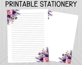 Printable Floral Stationery, Printable Writing Paper, Stationery Paper ...