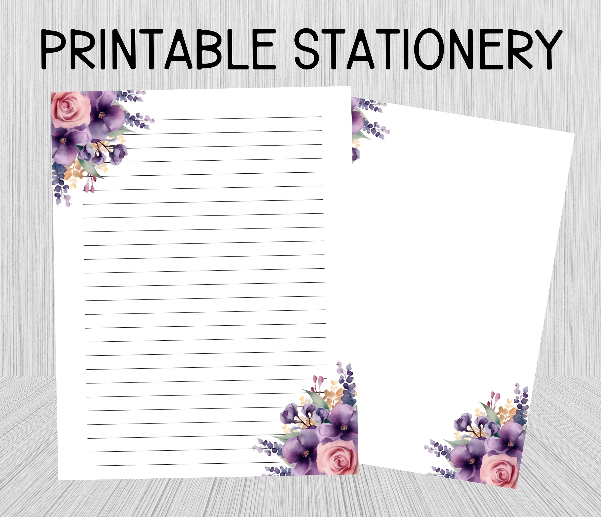 Printable Floral Stationery, Printable Writing Paper, Stationery Paper ...