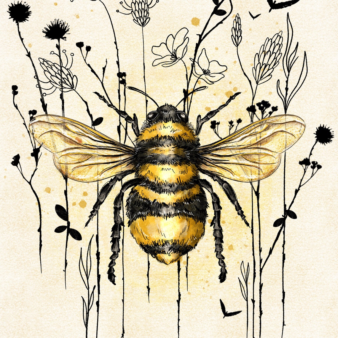 Bee Artwork. Digital Download, Printable Art, Digital Art, Wall Art ...