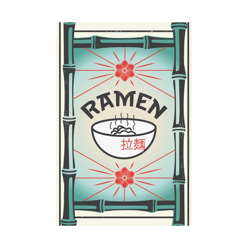 Ramen Wood Block Print Style Premium Wall Art Print Poster, Japanese ...
