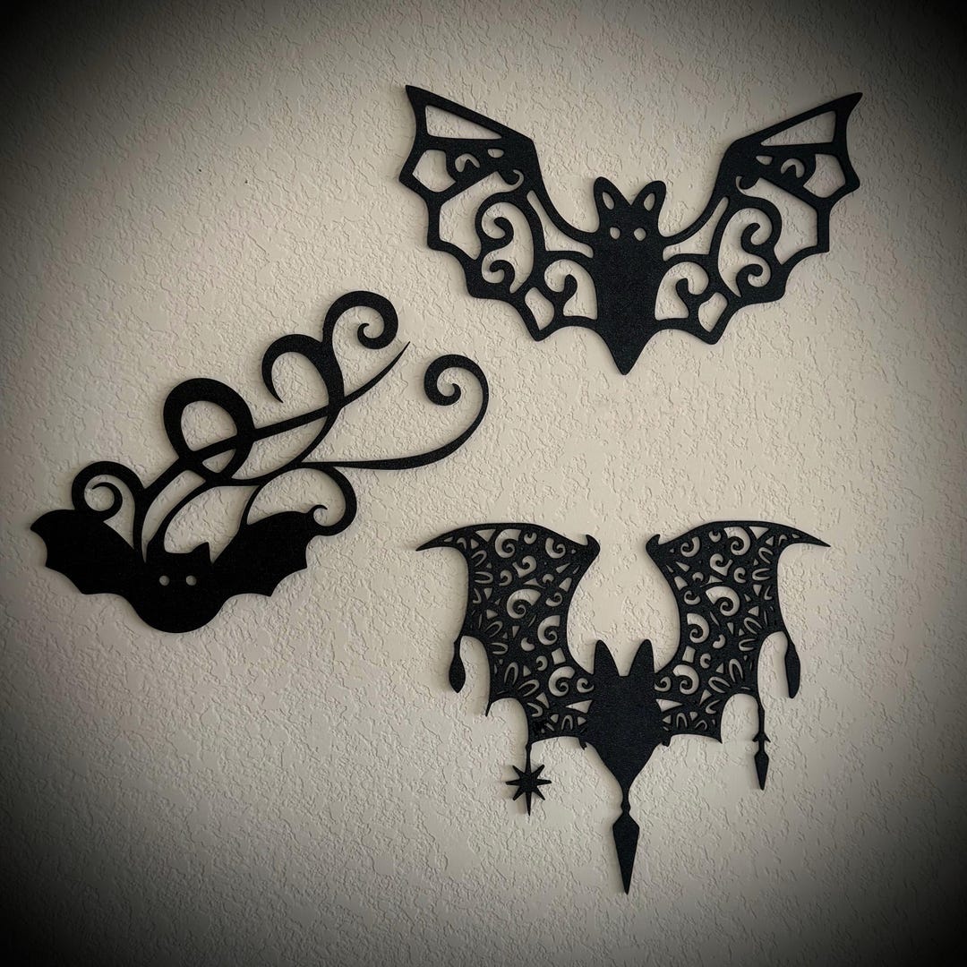 Gothic Bat Wall Art Black 3D Printed - Etsy
