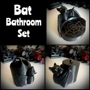 Black Bat Bathrrom Organizer Accessory Set 3D Printed Toothbrush Holder ...