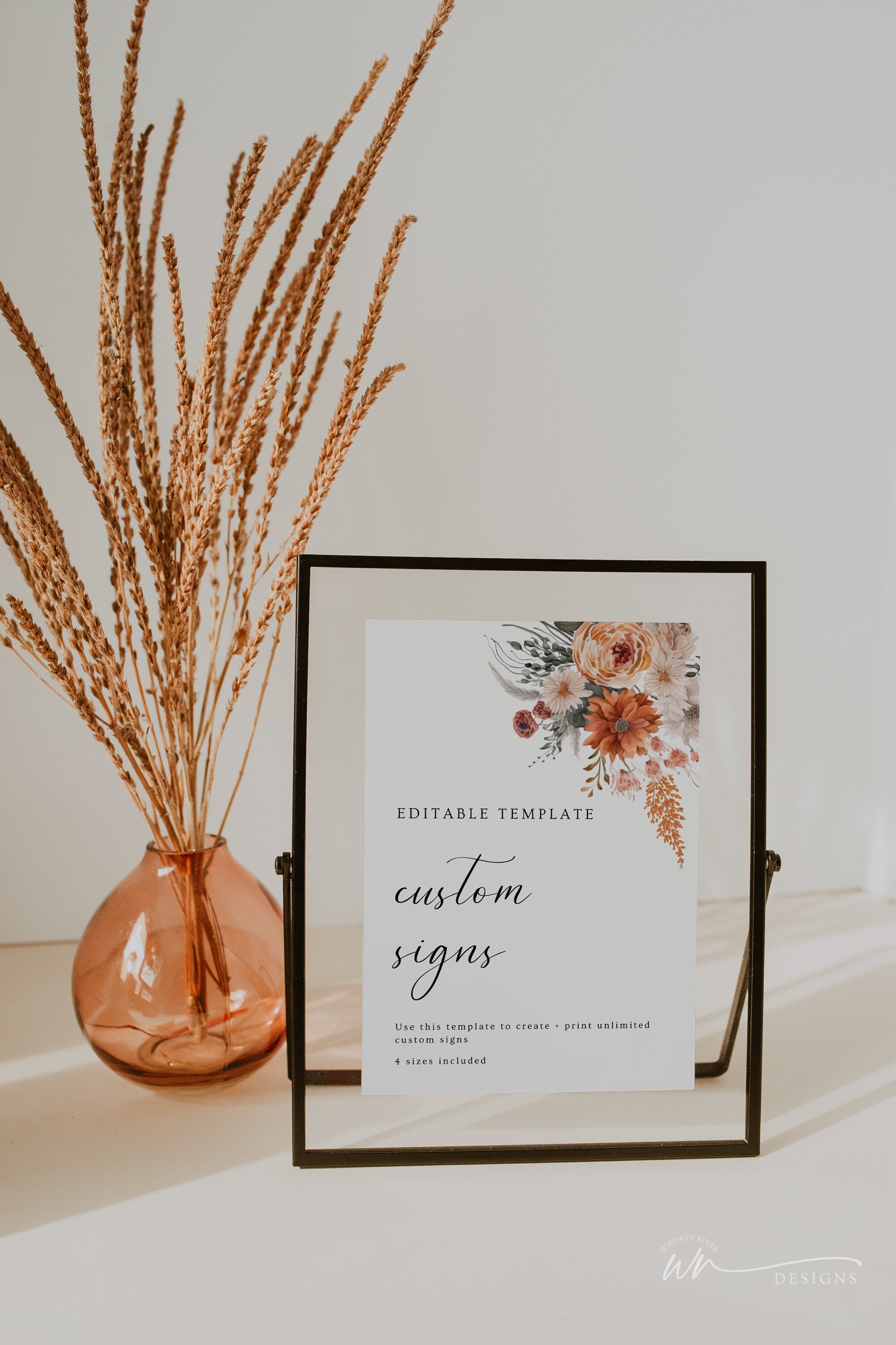 Boho Floral Wedding Sign Template: Editable Printable (digital Download ...