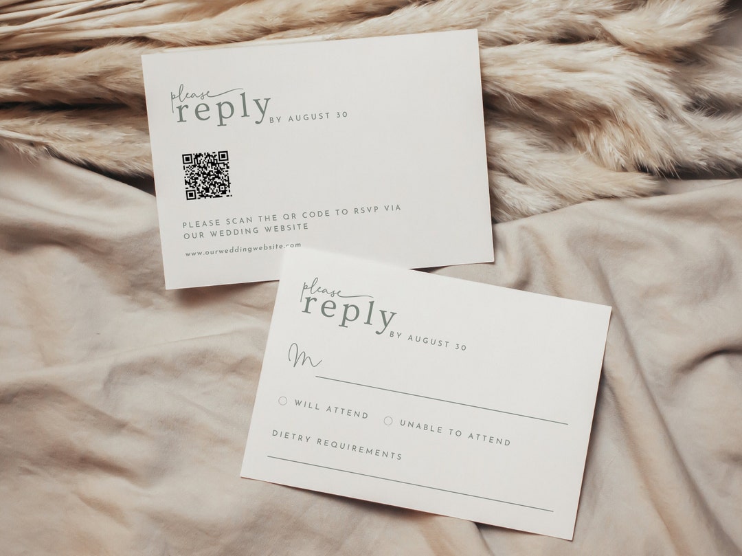 Wedding Rsvp QR Code Template INSTANT DOWNLOAD, Editable, Modern Online ...