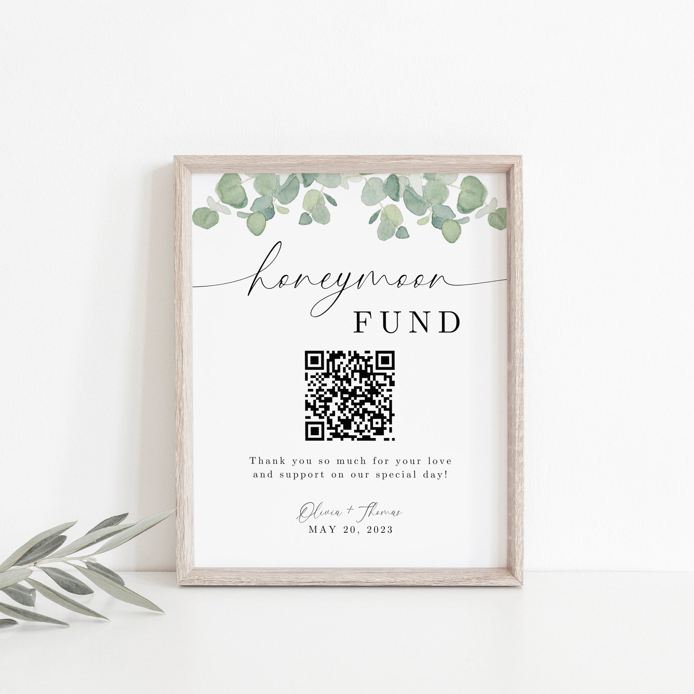 Wedding QR Code Honeymoon Fund Sign Template INSTANT DOWNLOAD - Etsy