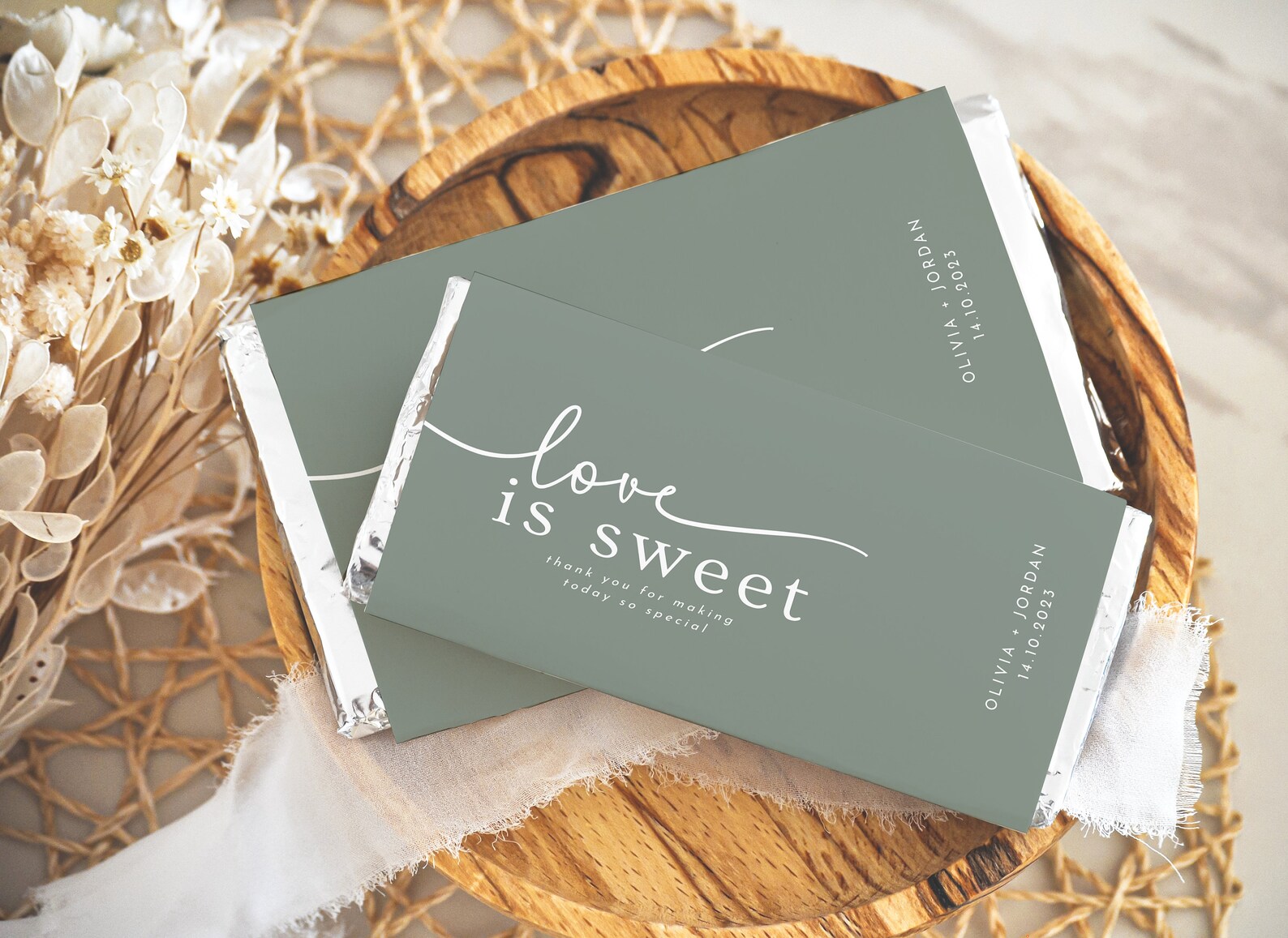 Candy Bar Wrapper Template, Sage Green, Instant Download, Editable, Chocolate Wrapper, Wedding ...