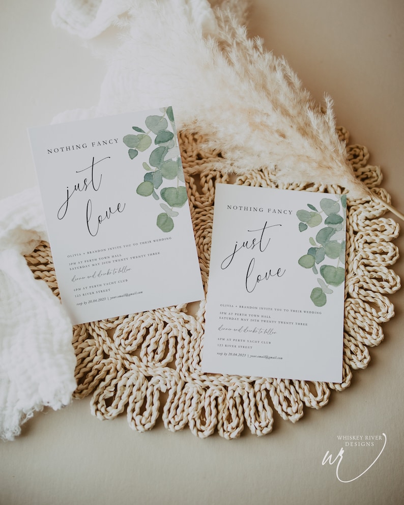 Intimate Wedding Invitation Template, Instant Download, Editable ...