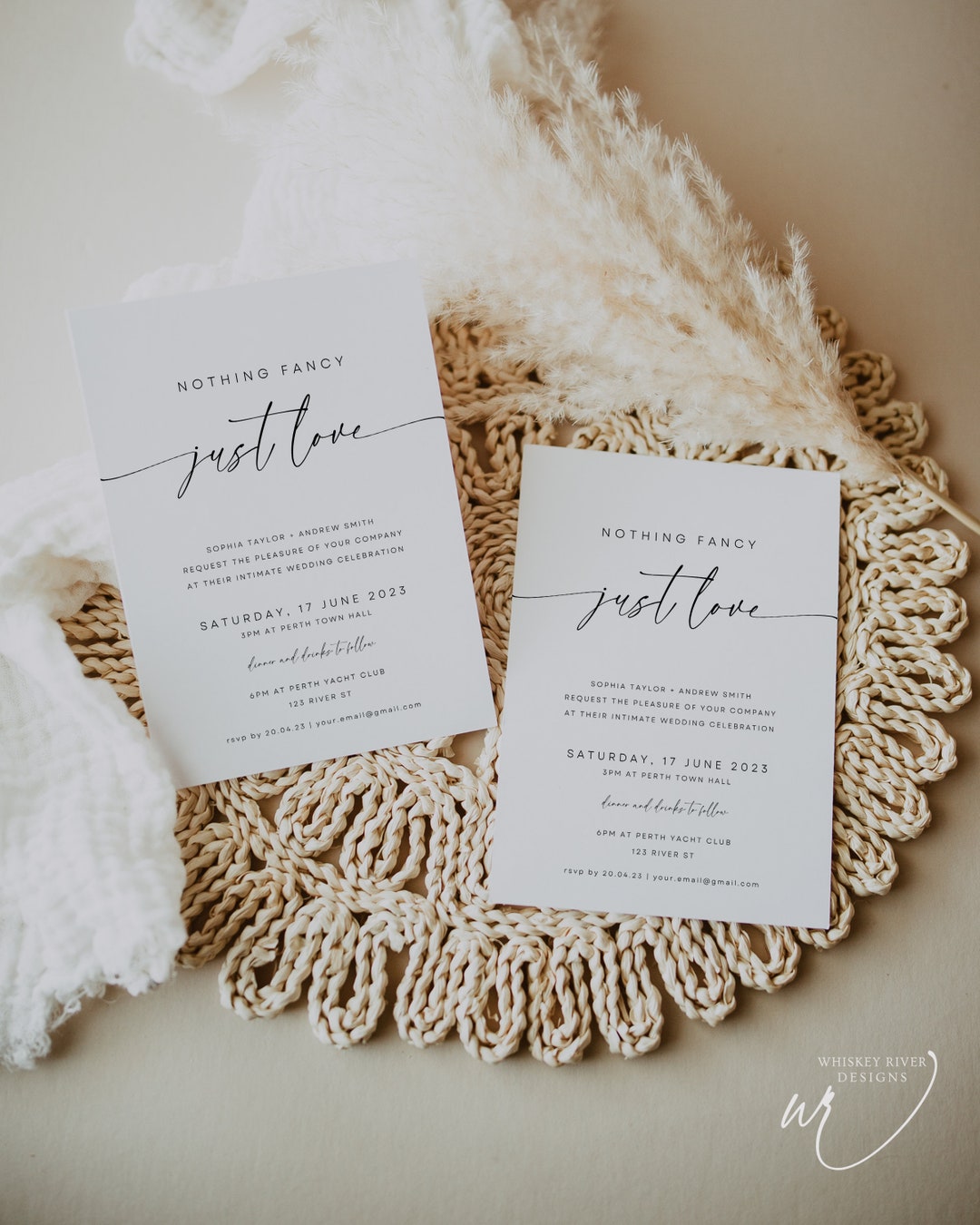 Intimate Wedding Invitation, Instant Download, Editable Template ...