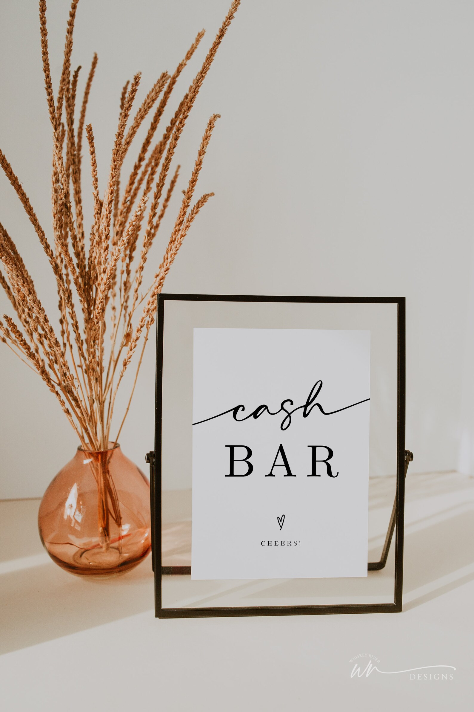 Cash Bar Wedding Sign Template, Instant Download, Editable, Minimalist ...
