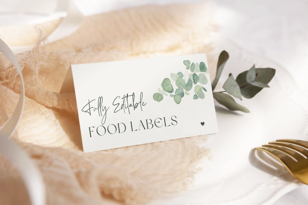 Eucalyptus Baby Shower Food Labels: Editable Template (digital Download ...