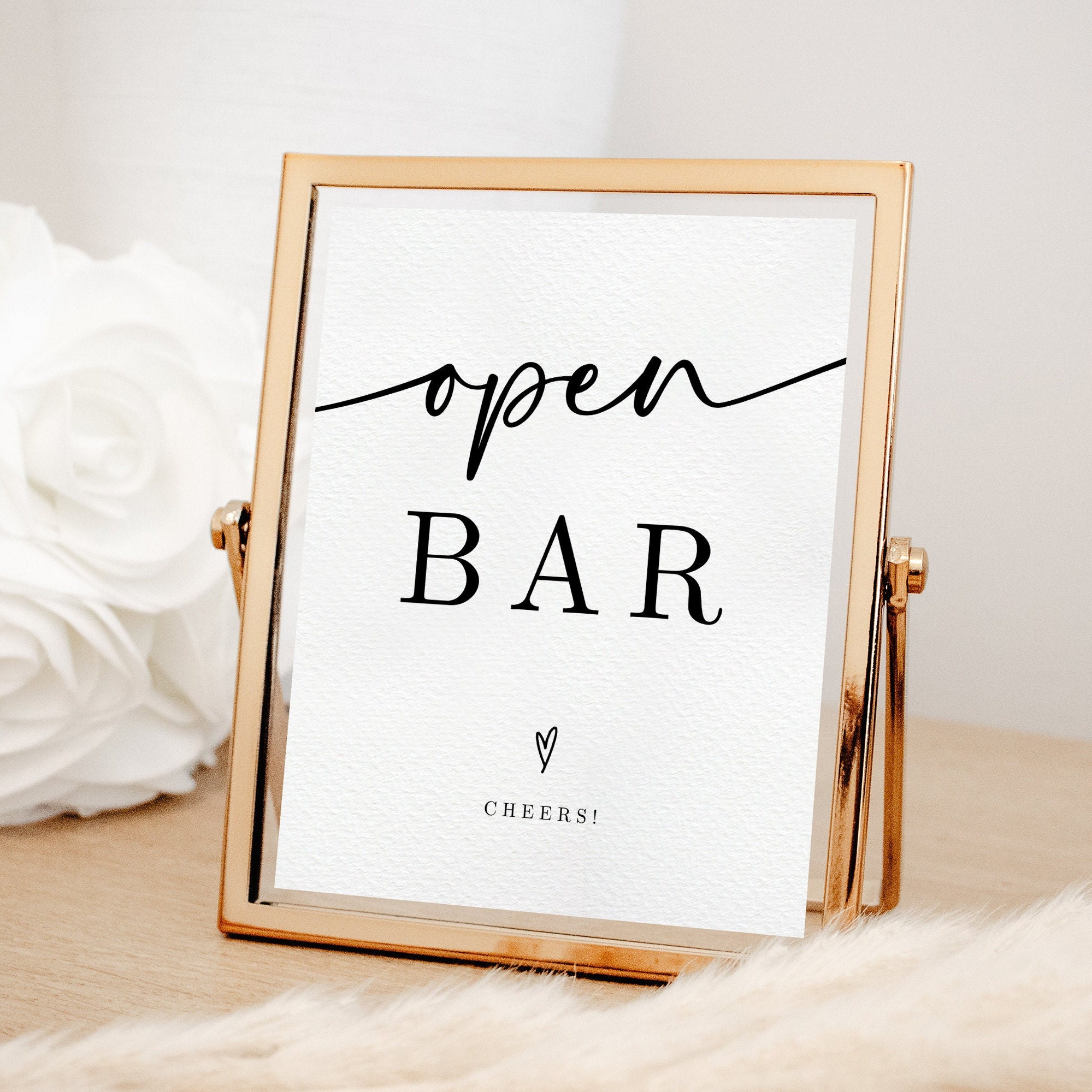 Minimalist Open Bar Wedding Sign: Editable Template (digital Download ...