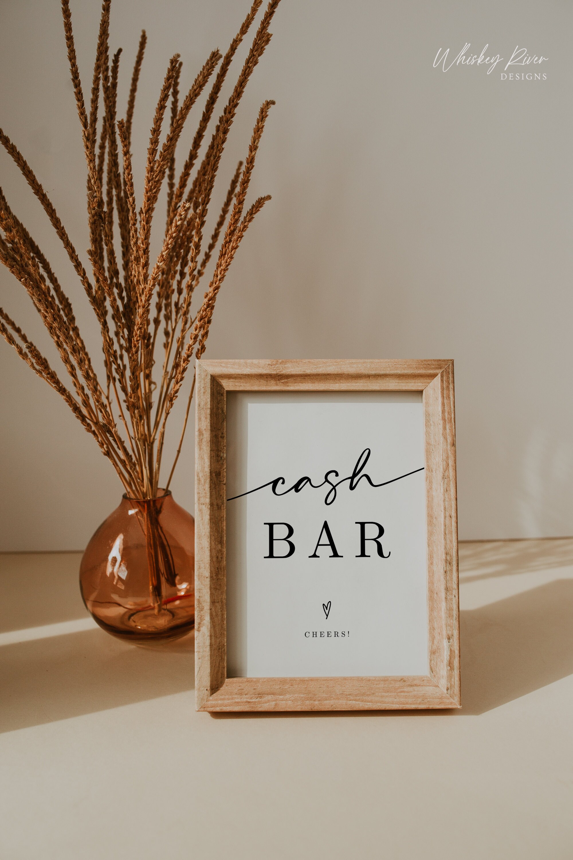 Cash Bar Wedding Sign Template, Instant Download, Editable, Minimalist ...