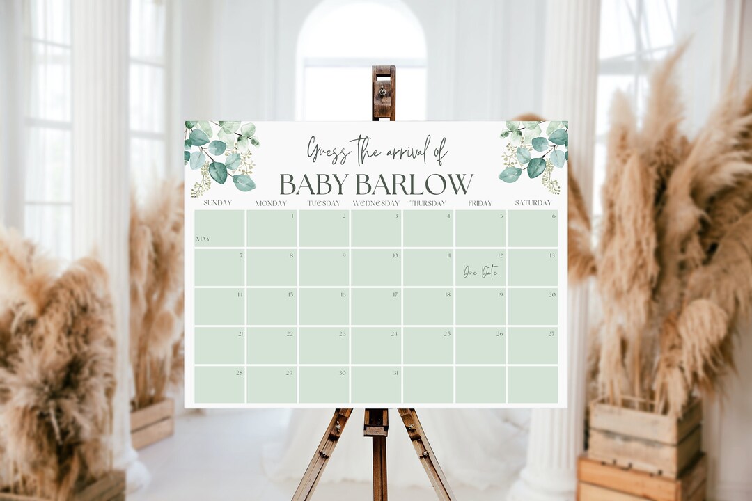 Baby Due Date Calendar INSTANT DOWNLOAD Editable Template, Baby Birth ...