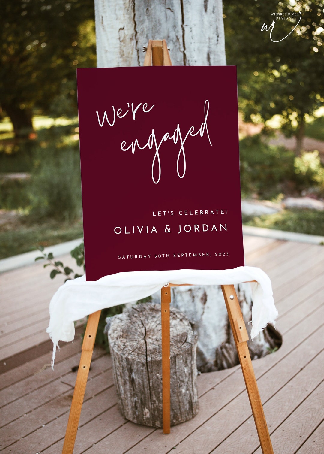 Burgundy Engagement Party Welcome Sign, Editable Template, We're ...