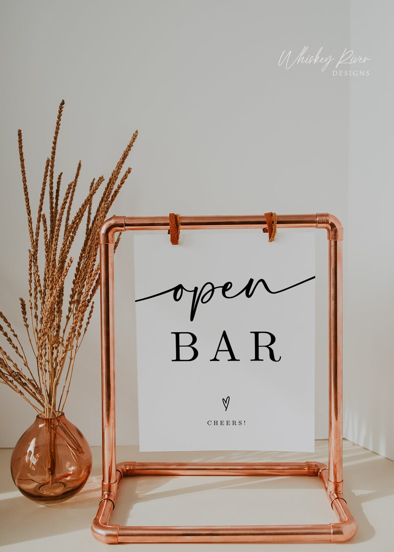 Minimalist Open Bar Wedding Sign: Editable Template (digital Download ...