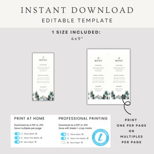 Rustic Wedding Menu Template, Instant Download, Editable Template ...