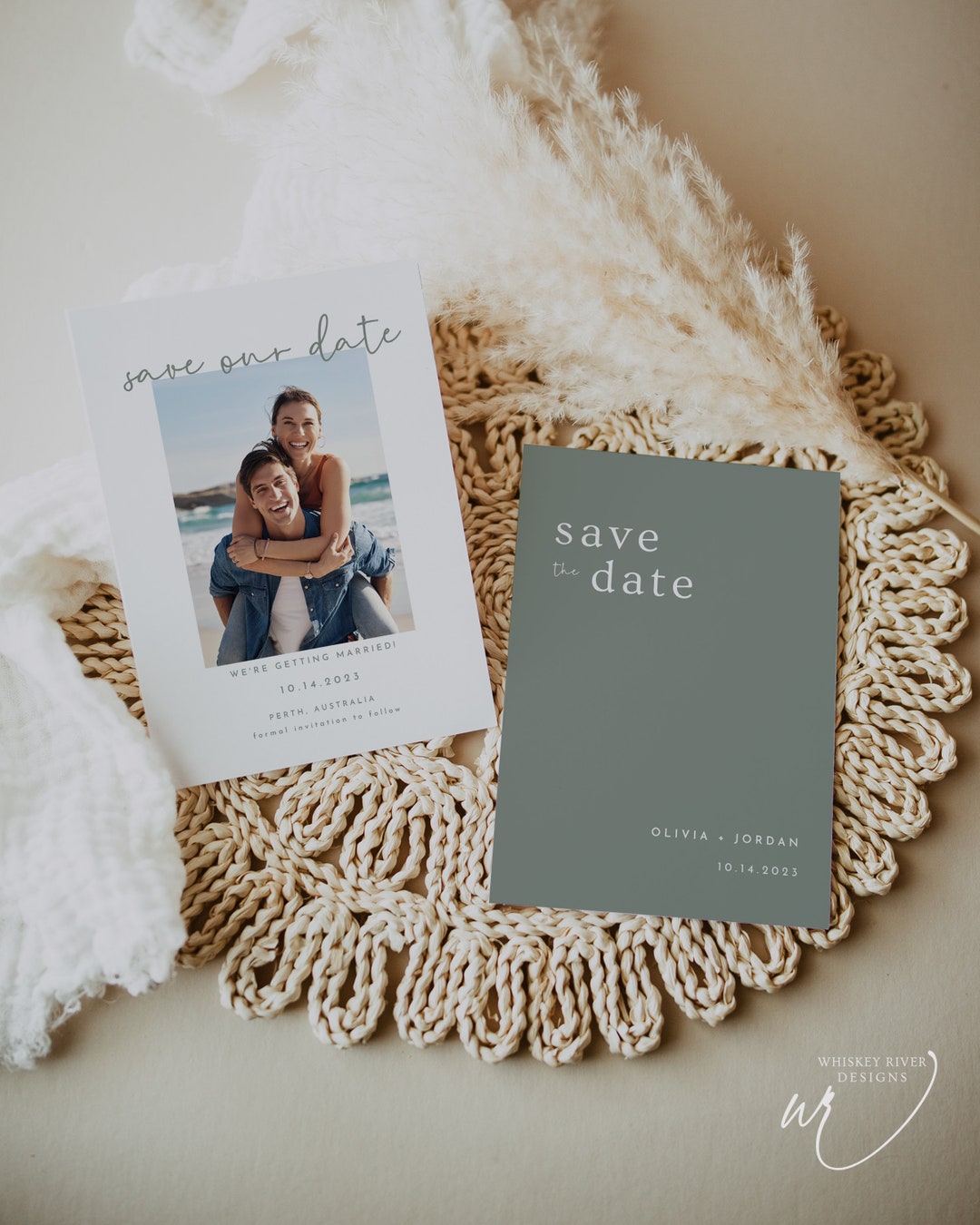 Downloadable Save the Date Template INSTANT DOWNLOAD, Editable, Sage ...
