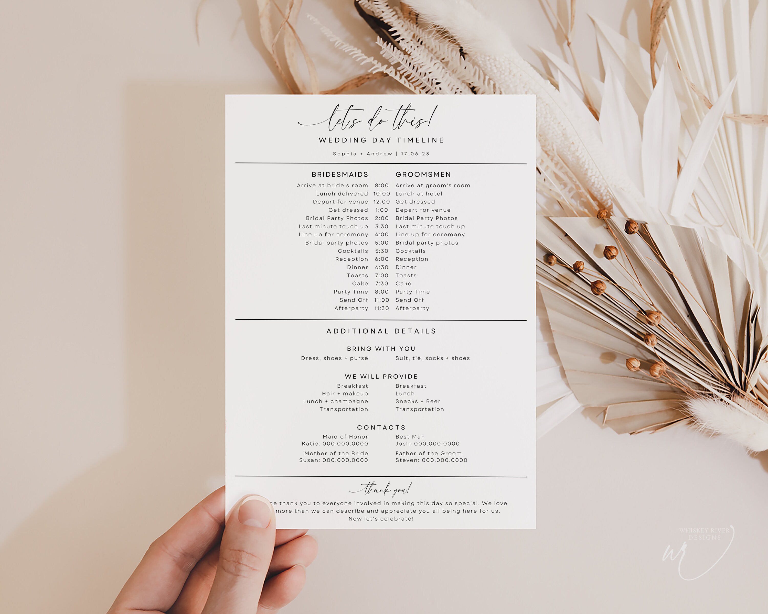 Wedding Party Timeline Template, Instant Download, Editable, Printable ...