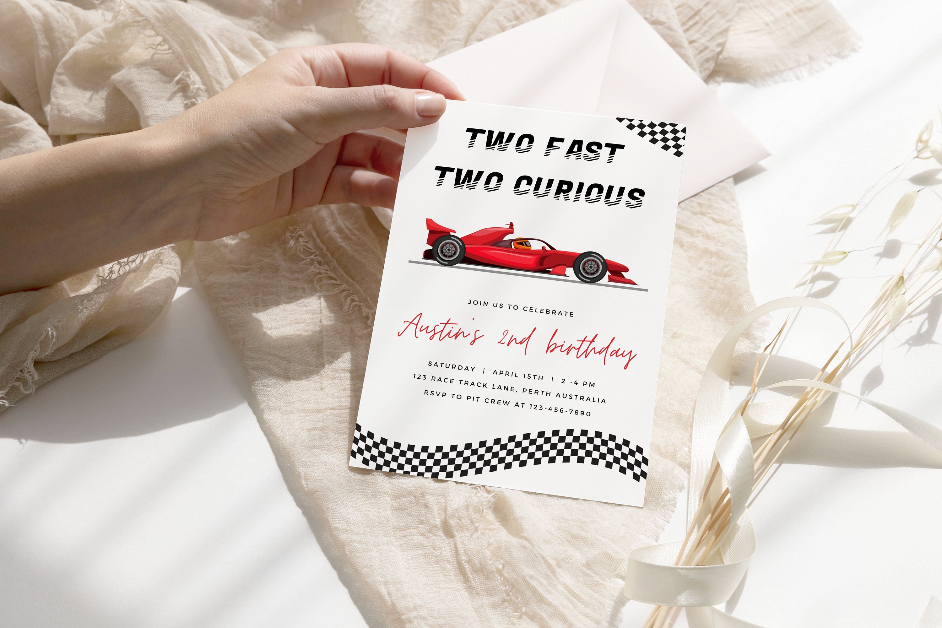 Race Car Birthday Invitation INSTANT DOWNLOAD Editable Template, Two ...