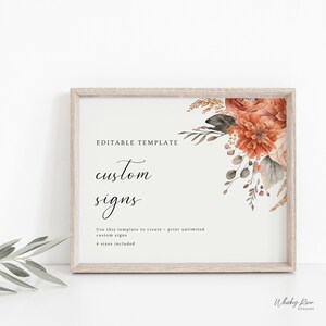 Boho Floral Wedding Sign Template: Editable Printable (digital Download ...