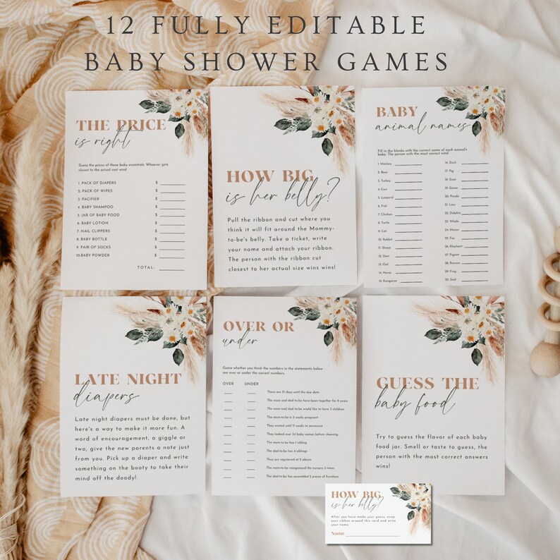 Boho Baby Shower Games, Floral Baby Shower Games, Fun Baby Shower Games ...