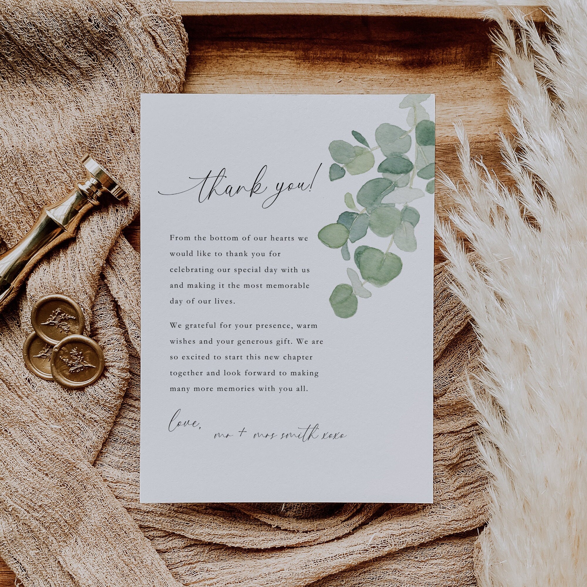 Thank You Note After Wedding Template INSTANT DOWNLOAD, Editable ...