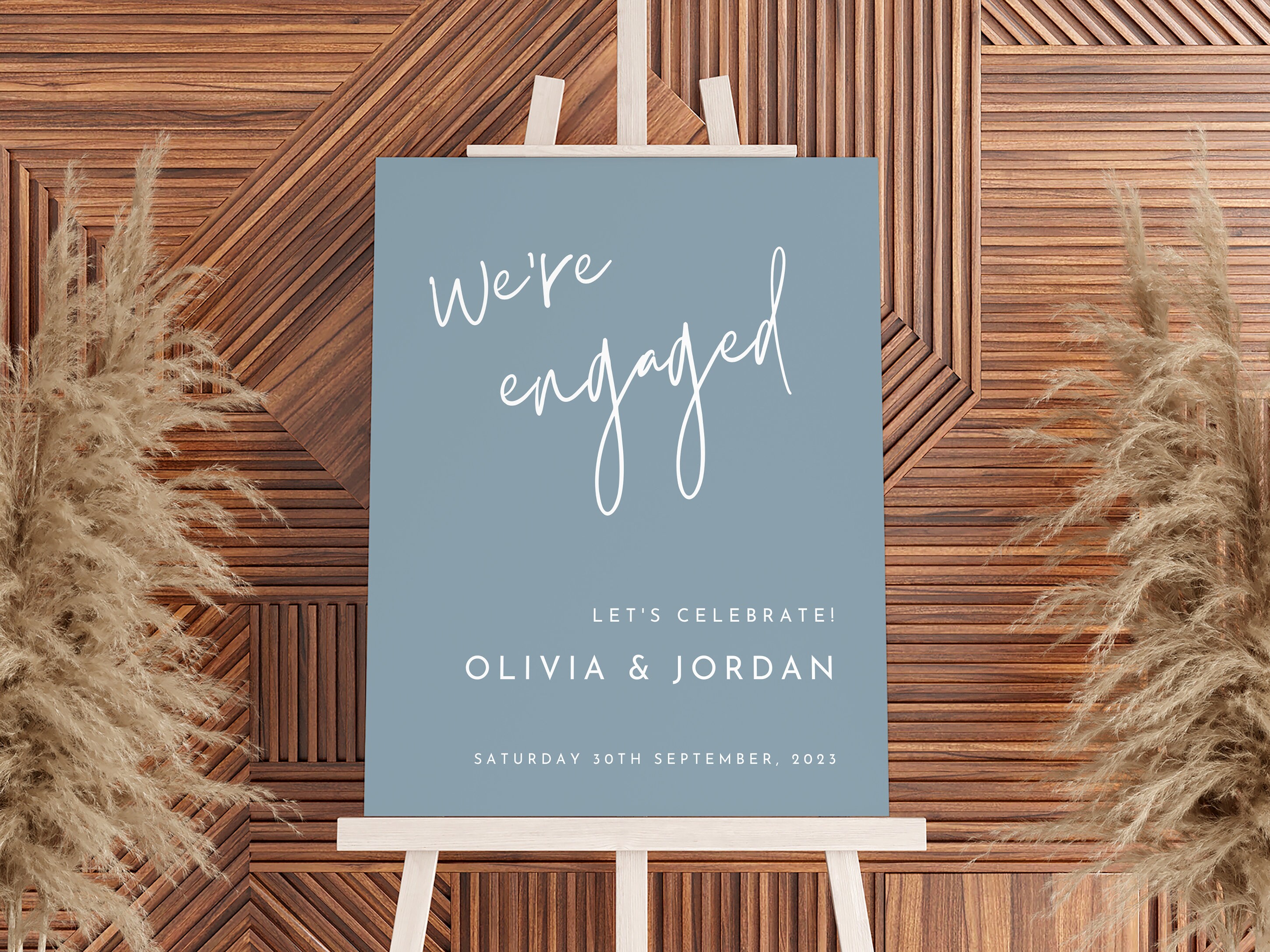 Dusty Blue Engagement Party Welcome Sign: Editable Template (digital ...