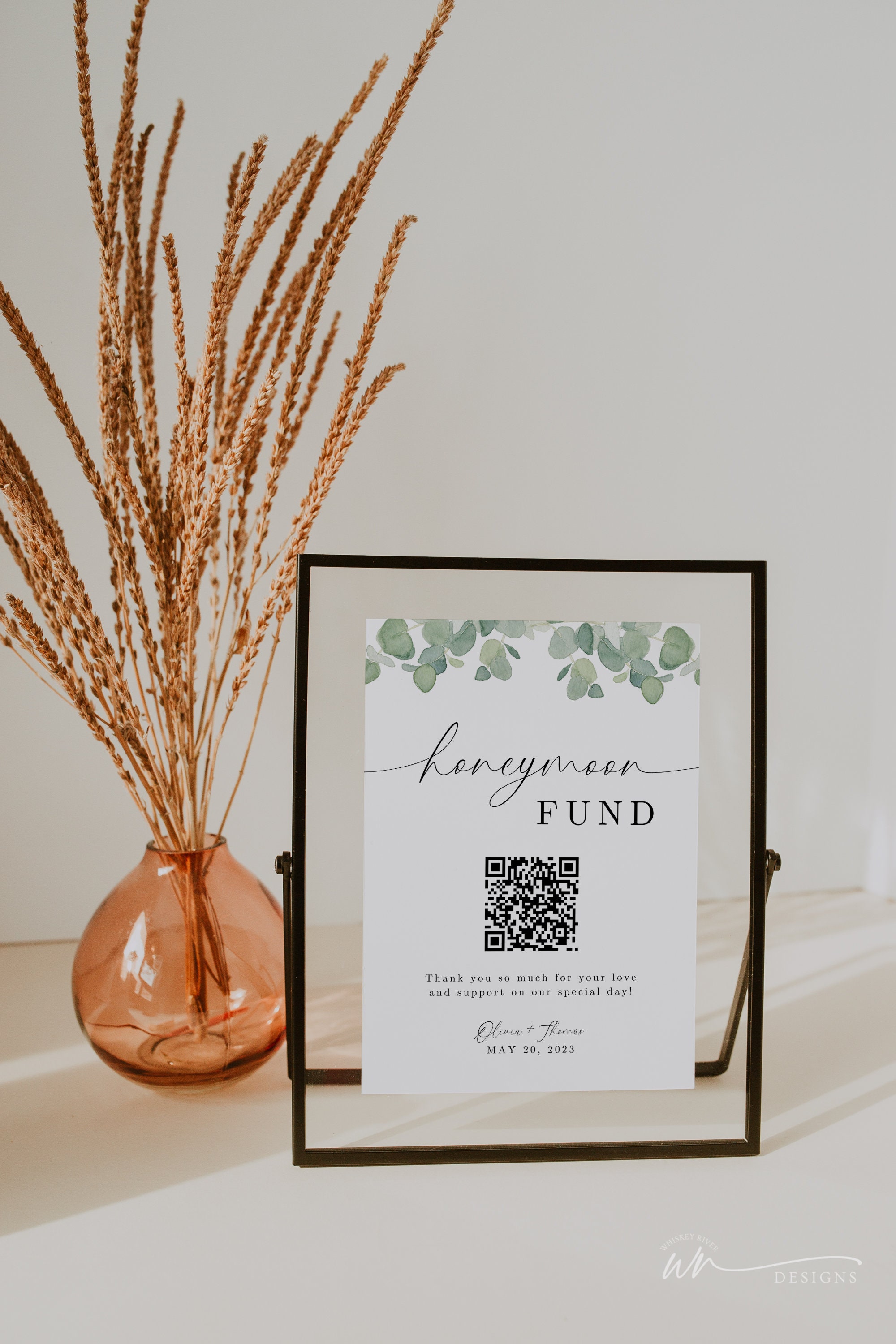 Wedding QR Code Honeymoon Fund Sign Template INSTANT DOWNLOAD, Editable ...