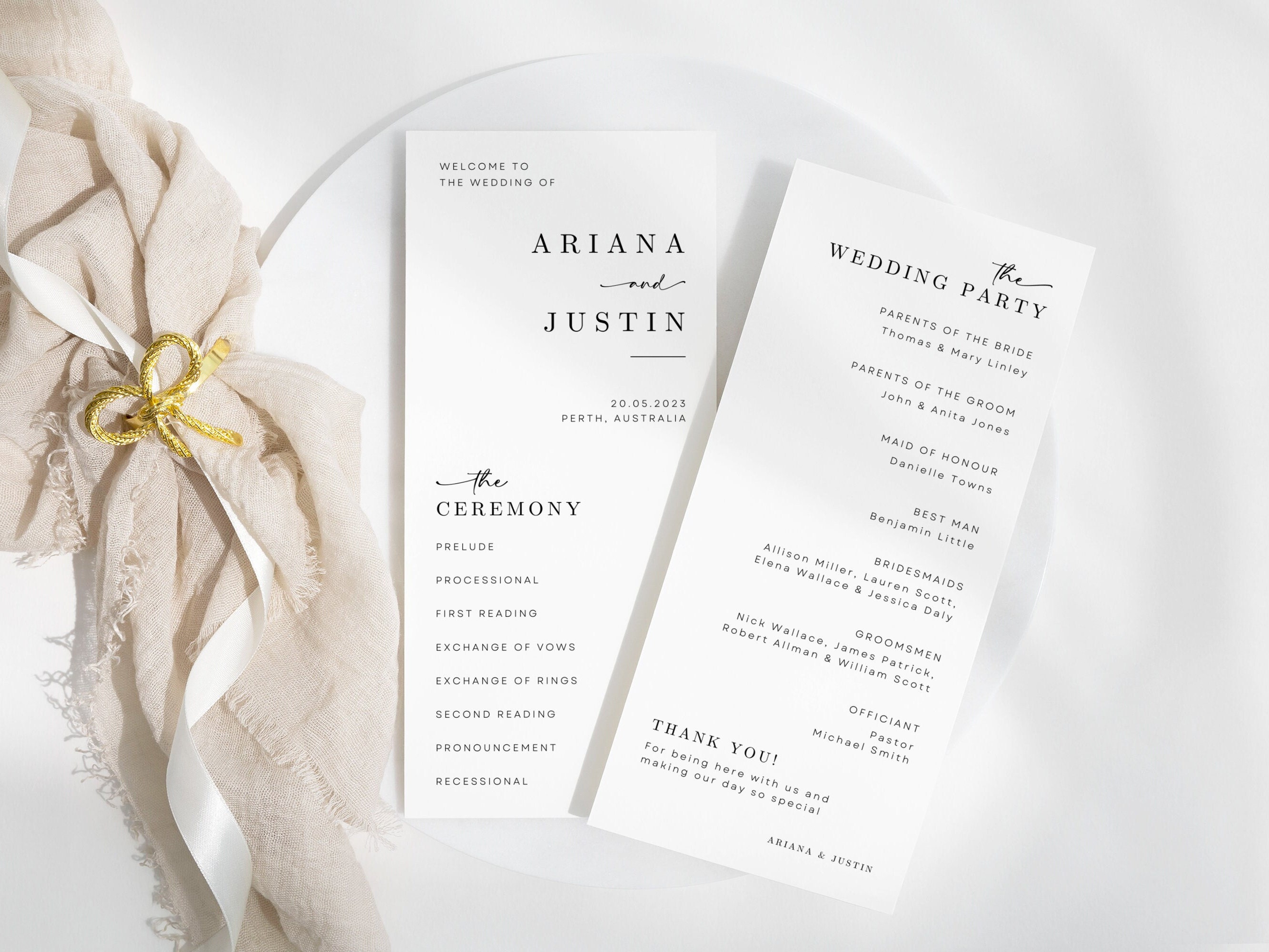Minimalist Wedding Program Template INSTANT DOWNLOAD Editable, Modern ...