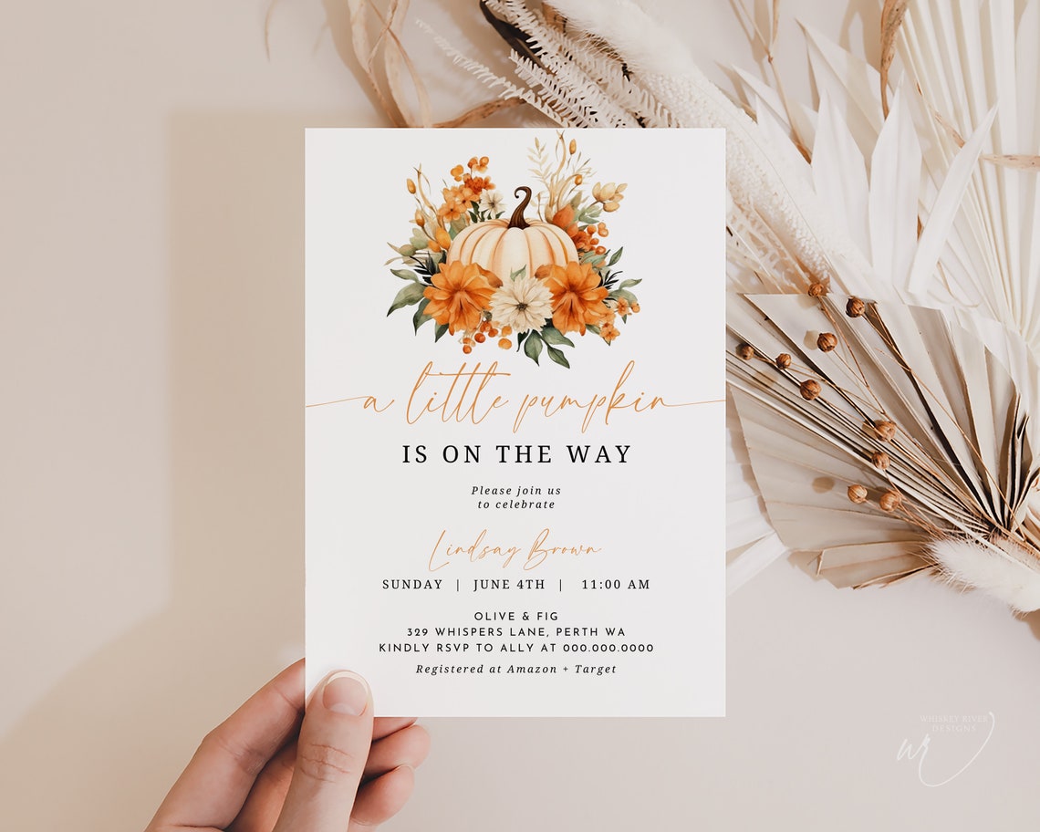 Little Pumpkin Baby Shower Invitation Editable Template Fall - Etsy