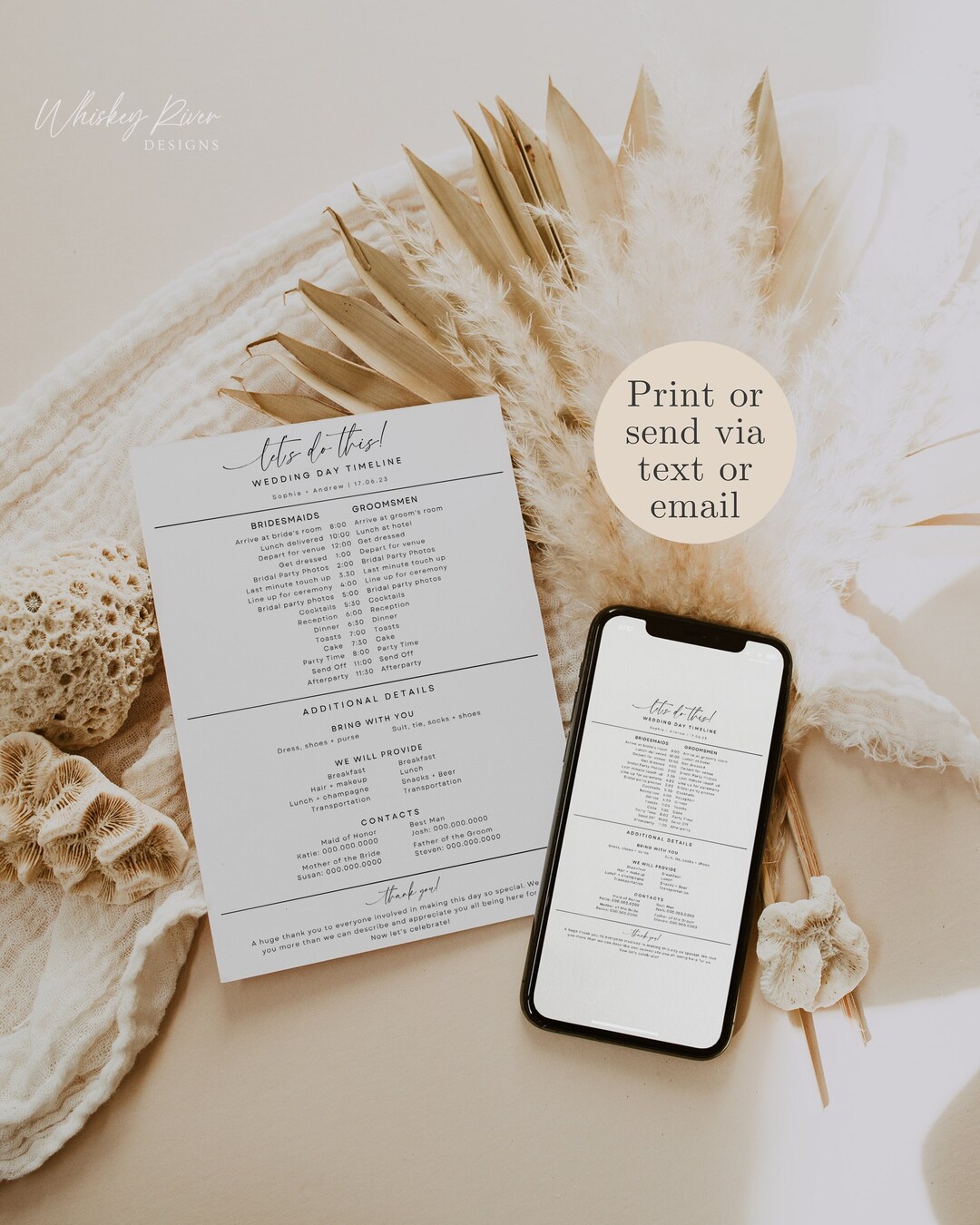 Wedding Party Timeline Template, Instant Download, Editable, Printable ...