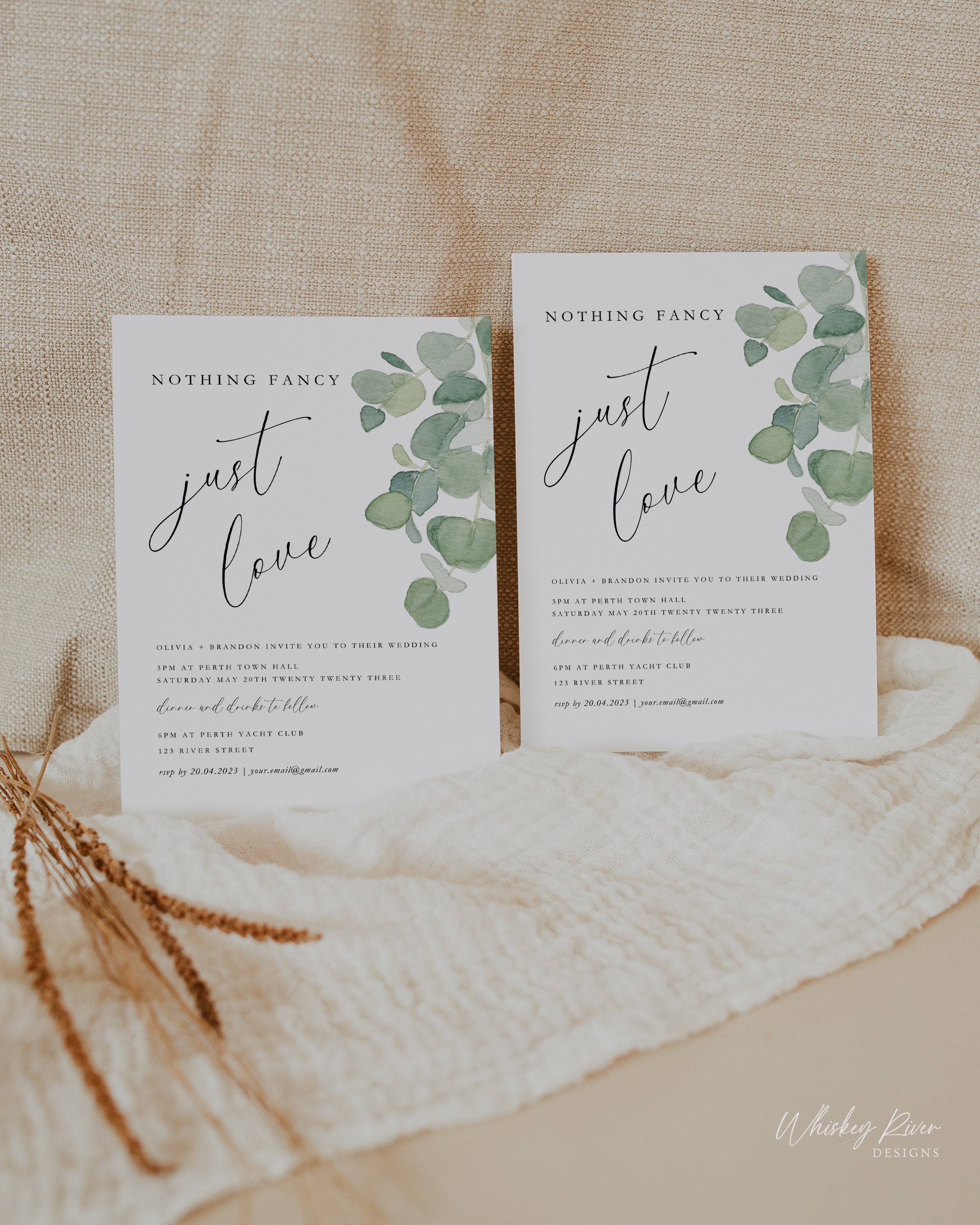 Intimate Wedding Invitation Template, Instant Download, Editable ...