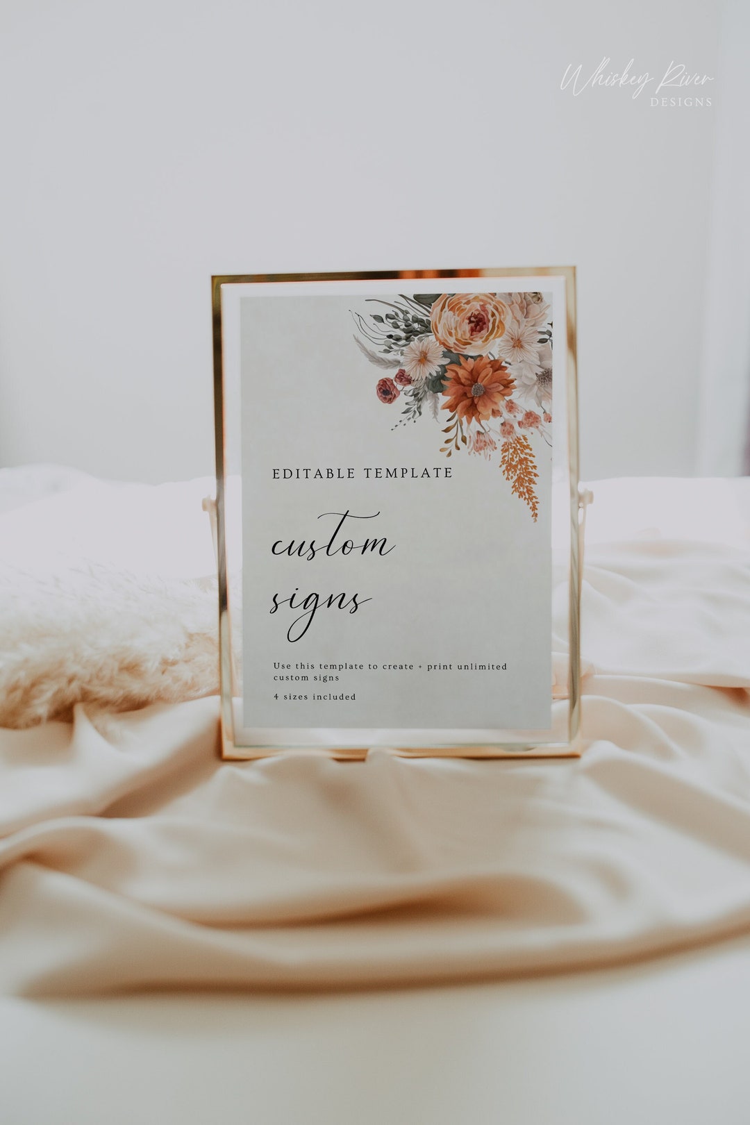Boho Floral Wedding Sign Template: Editable Printable (digital Download ...