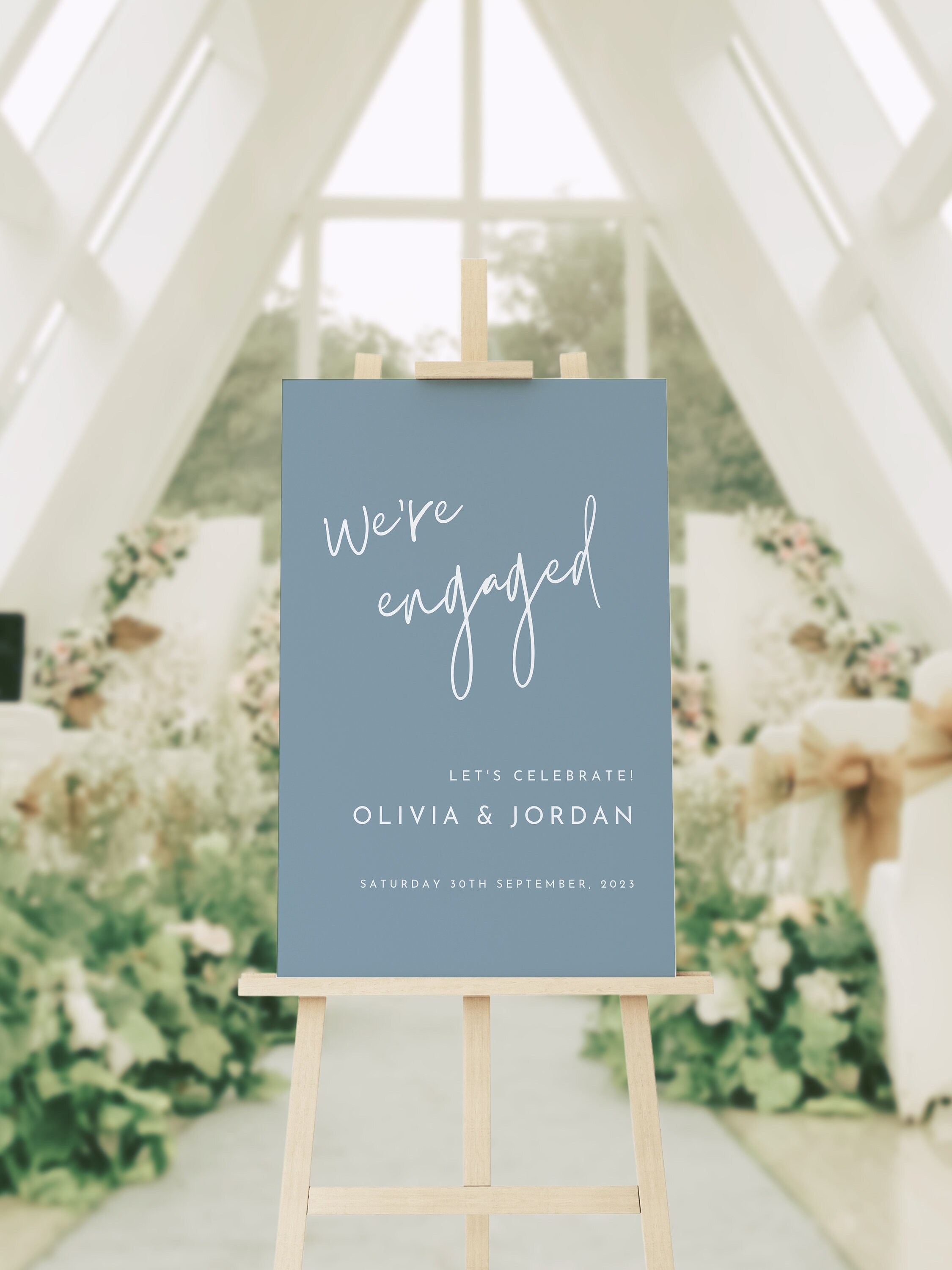 Dusty Blue Engagement Party Welcome Sign: Editable Template (digital ...